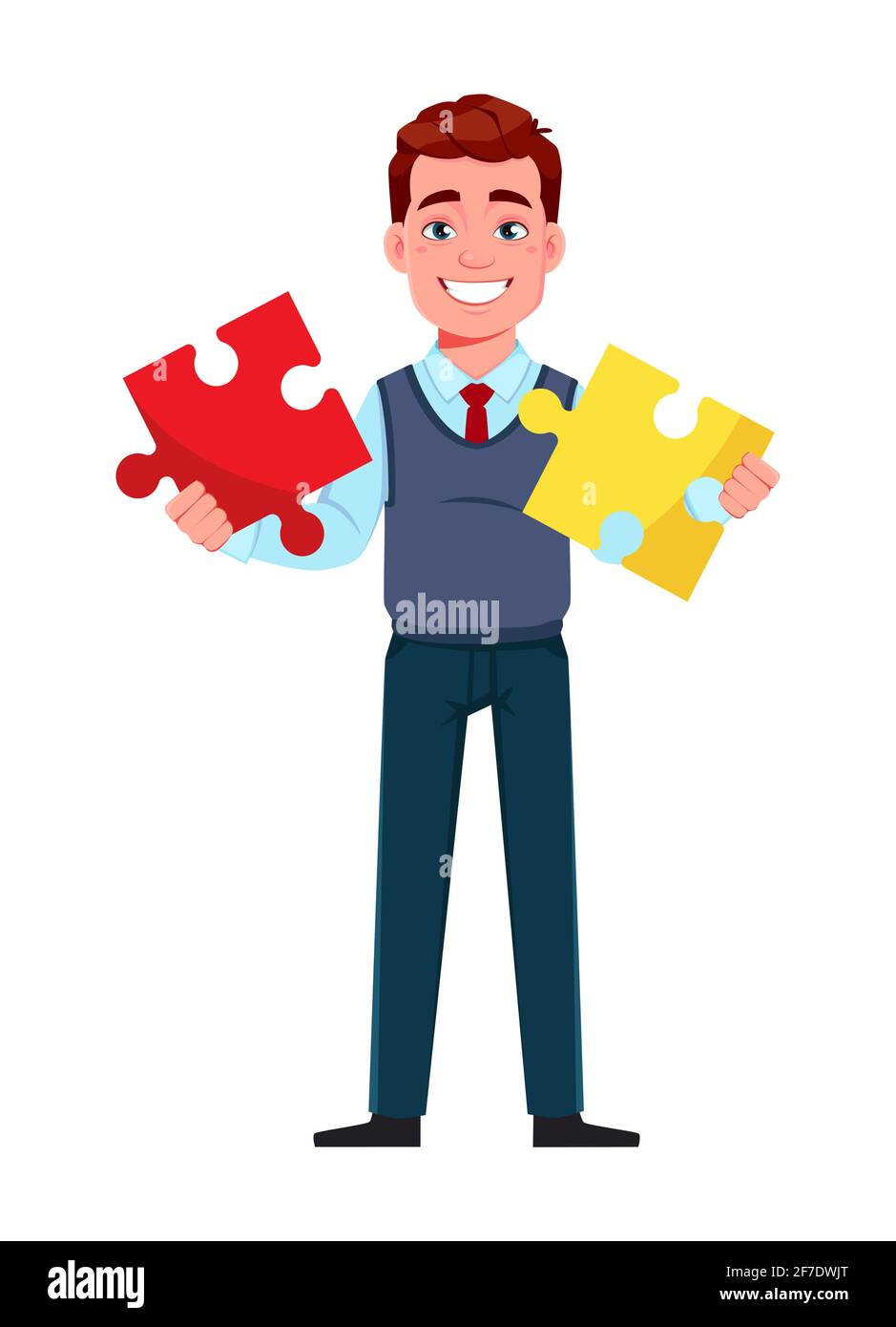 Handsome business man solving problem. Young businessman cartoon ...