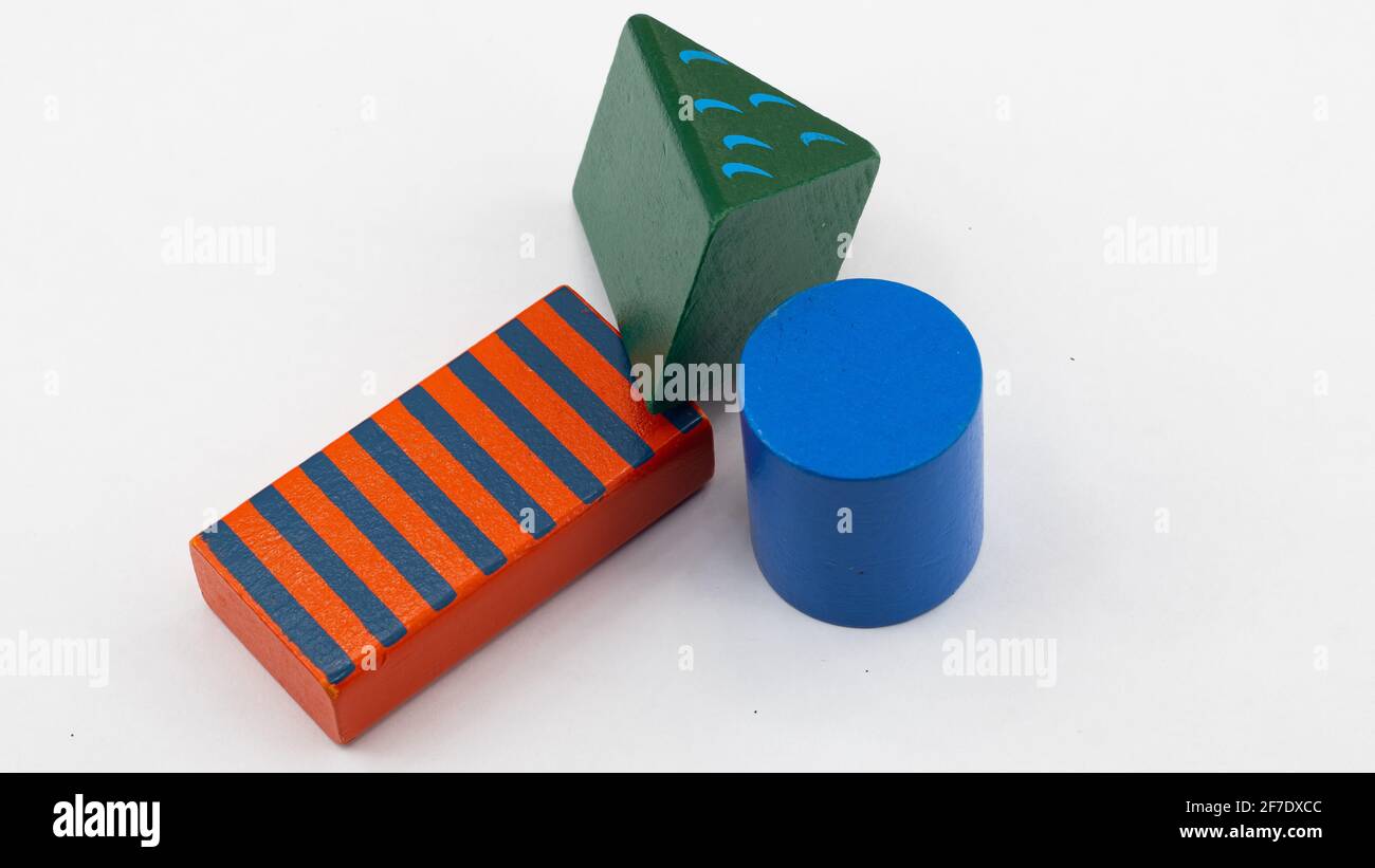 colorful toy blocks made of wood with different shapes and colors Stock ...