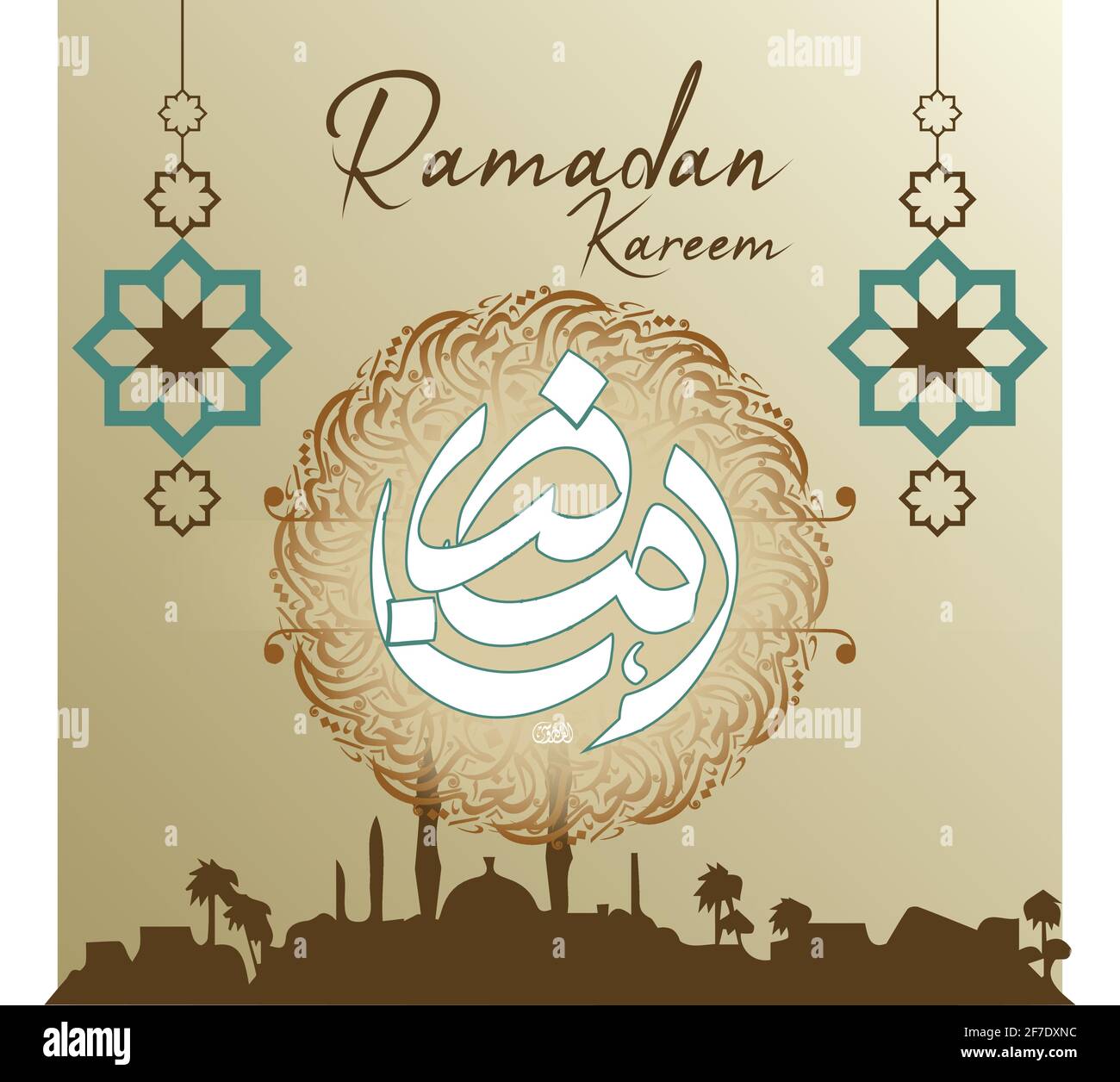 Vector - Islamic Ramadan Kareem greeting card with calligraphy and ...