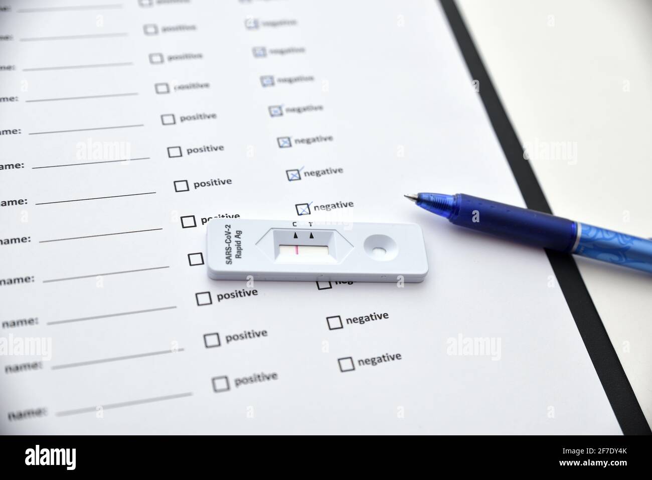 filling coronavirus test form. COVID-19 test. negative outcome Medical ...