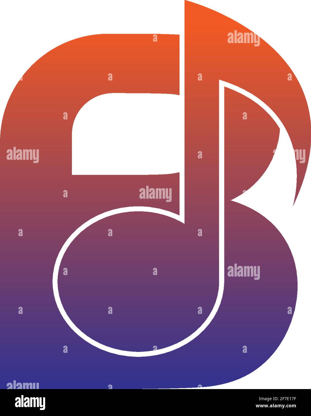 Letter B logo icon with musical note design symbol template vector ...