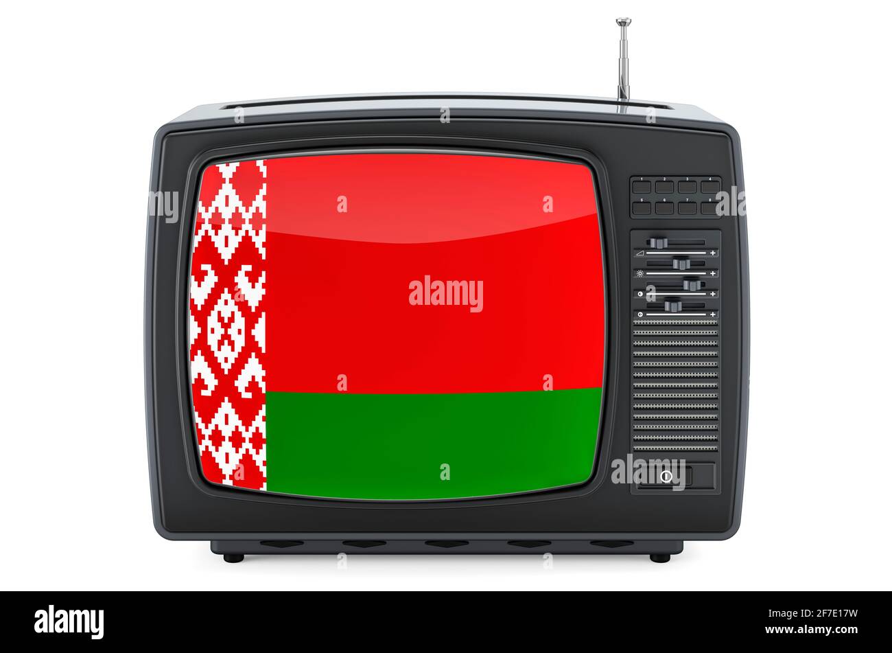 Belarusian Television concept. TV set with flag of Belarus. 3D ...