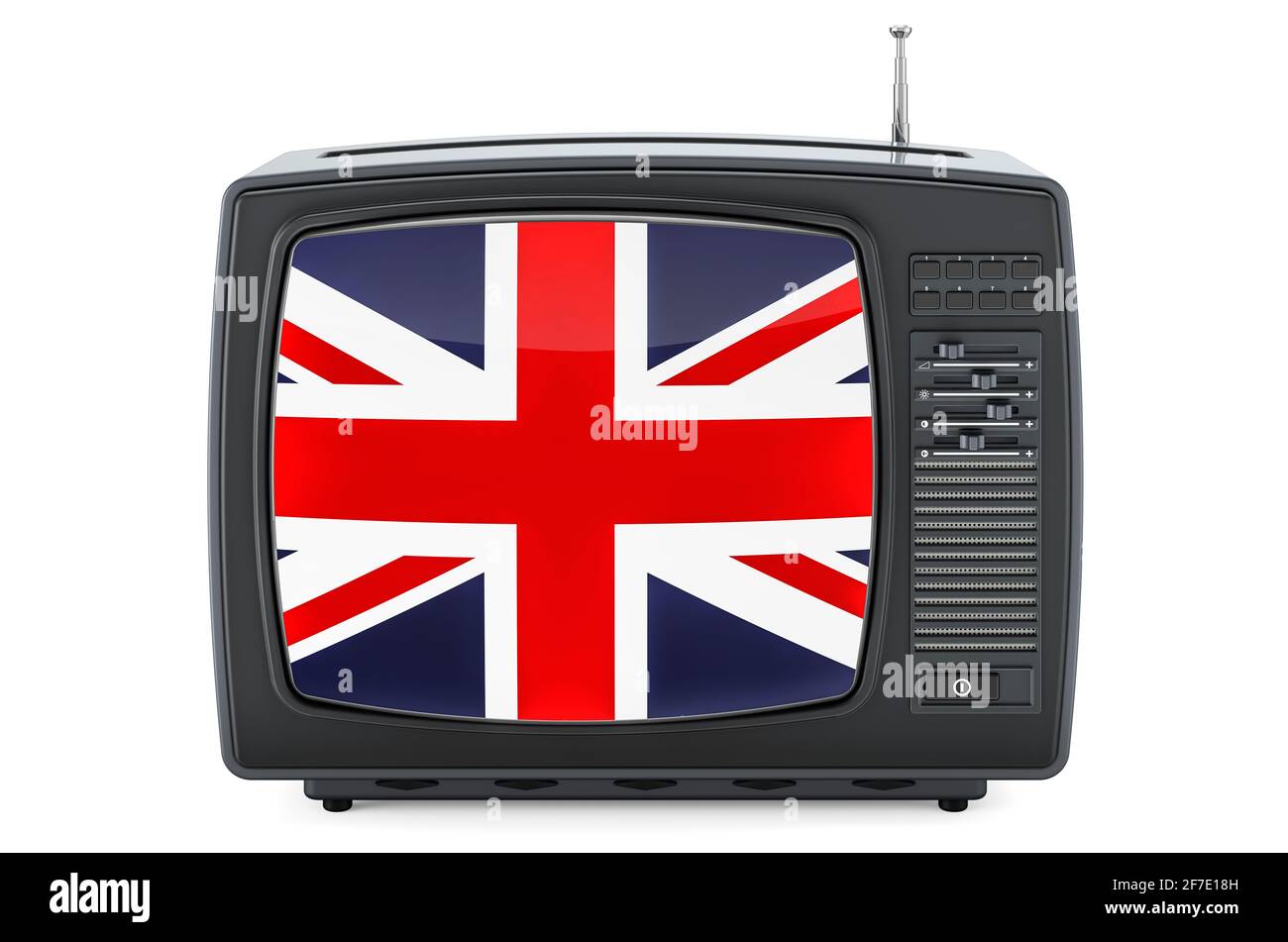 British Television concept. TV set with flag of Great Britain. 3D ...