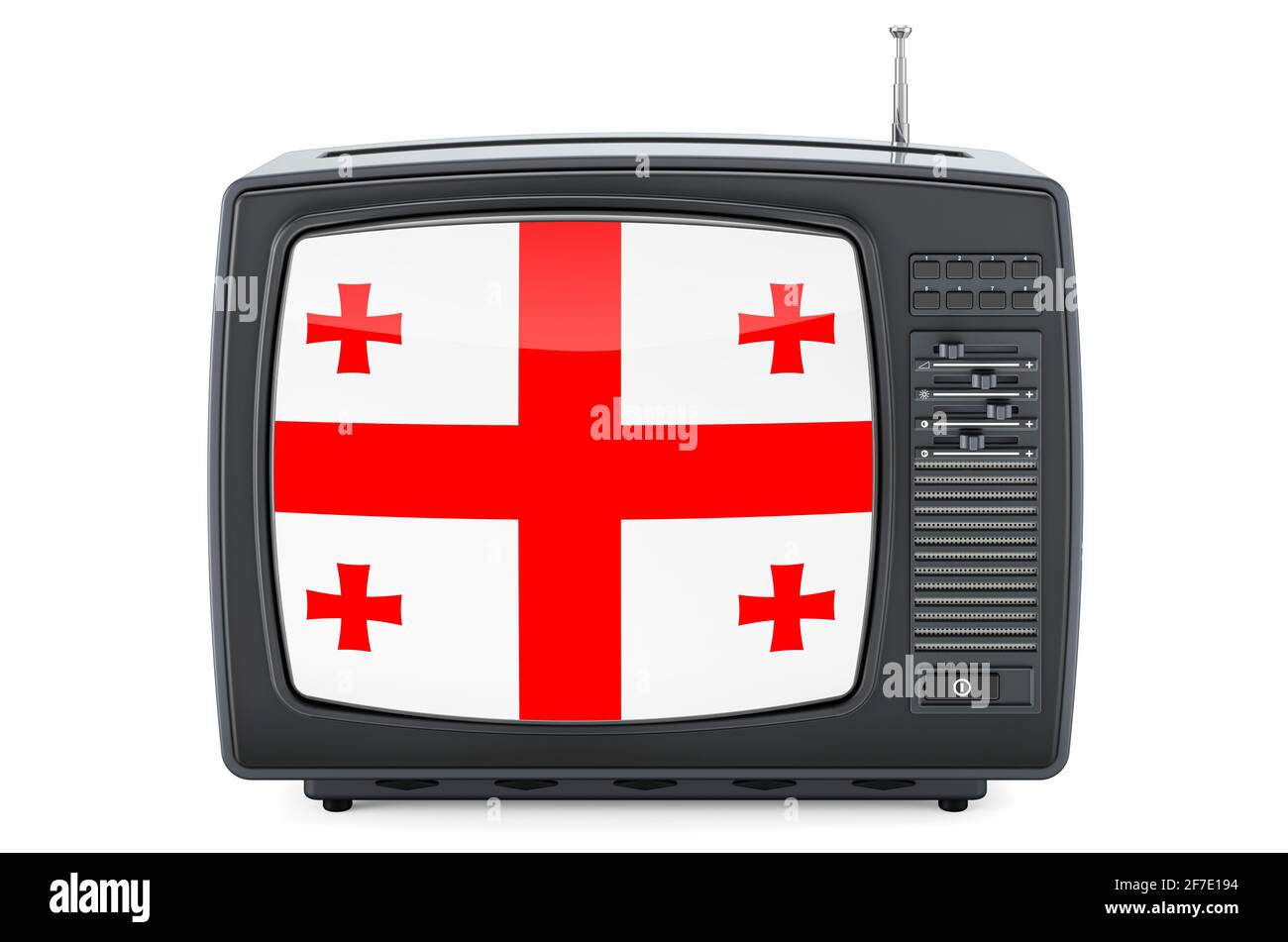 Georgian Television concept. TV set with flag of Georgia. 3D rendering ...