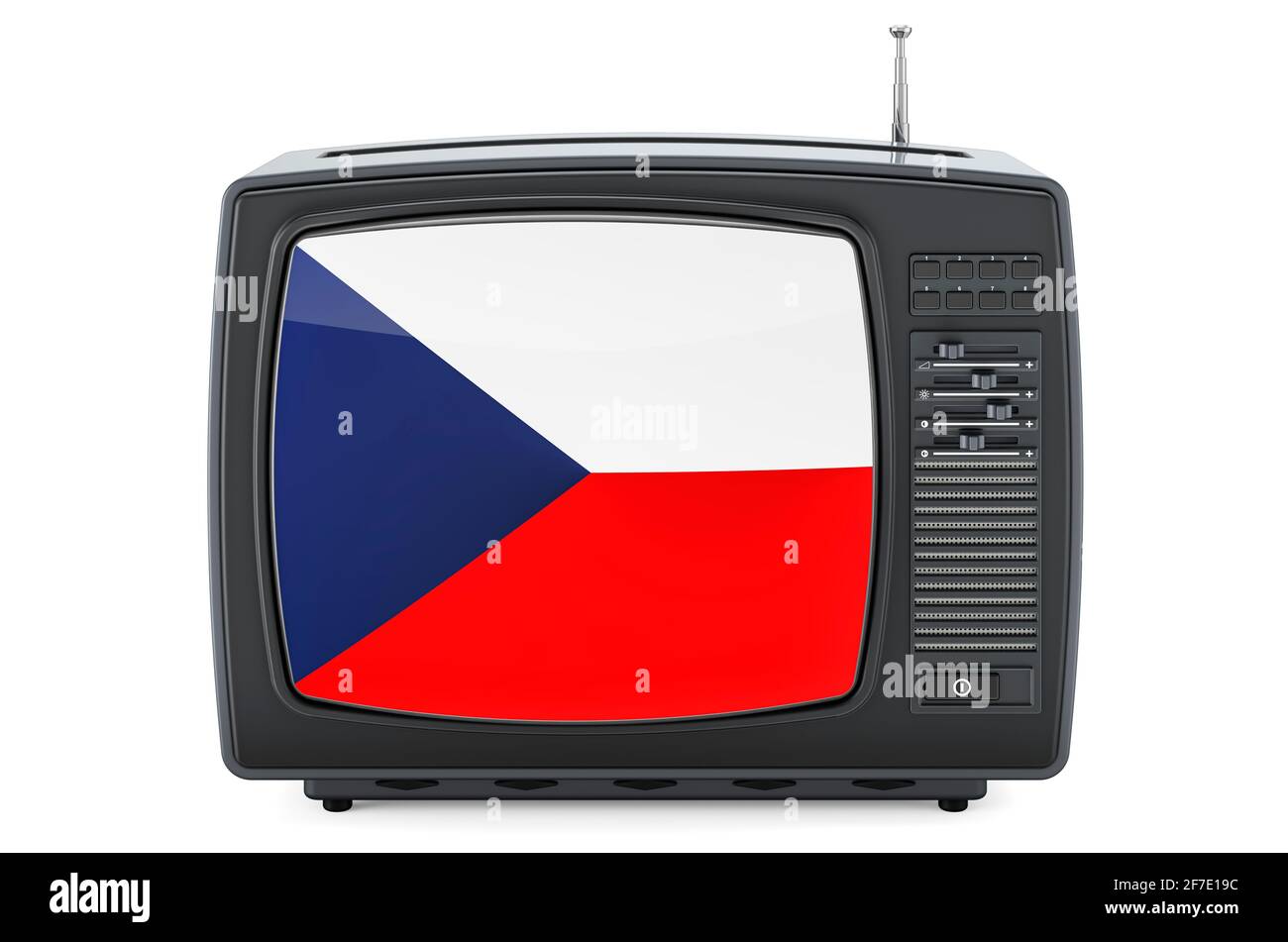 Czech Television concept. TV set with flag of Czech Republic. 3D ...