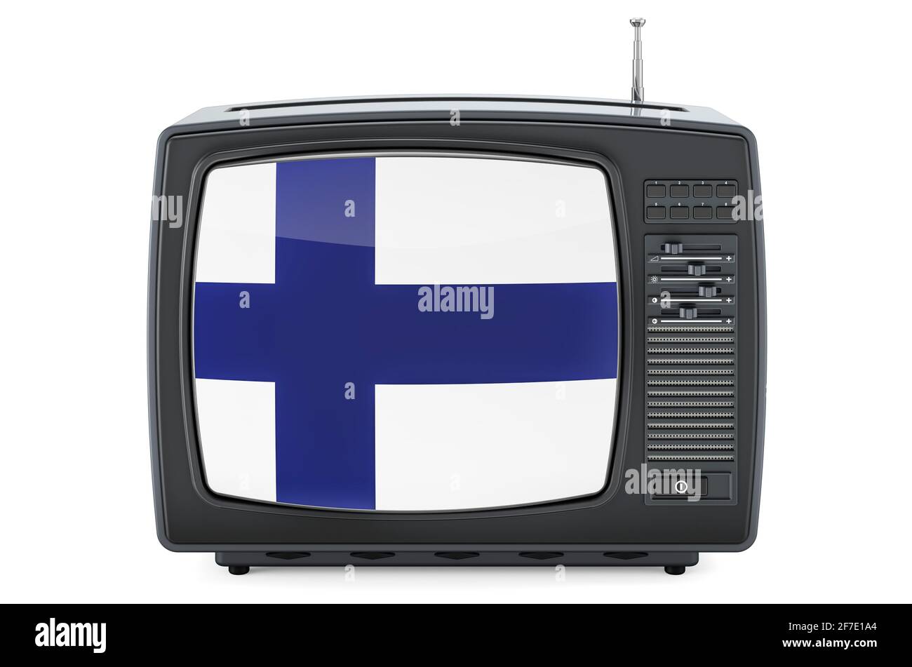 Finnish Television concept. TV set with flag of Finland. 3D rendering ...