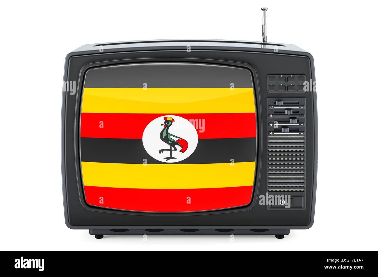 Ugandan Television concept. TV set with flag of Uganda. 3D rendering ...