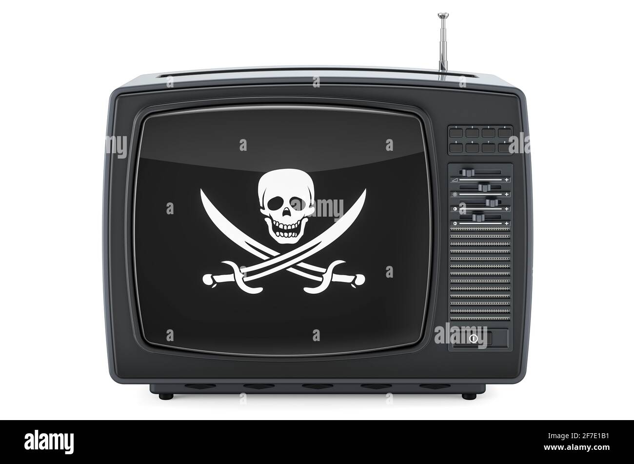TV set with piracy flag, 3D rendering isolated on white background ...