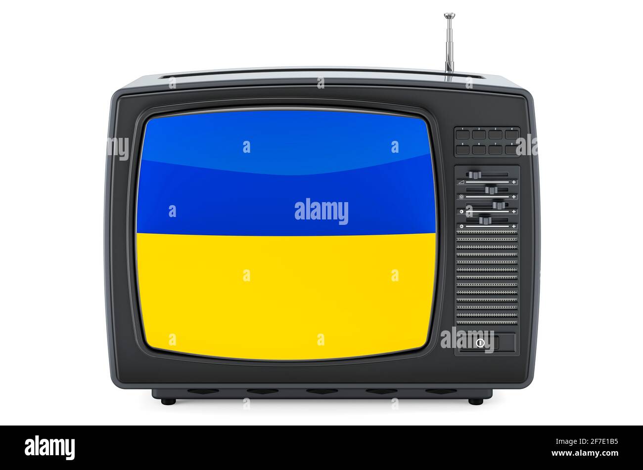 Ukrainian Television concept. TV set with flag of Ukraine. 3D rendering ...