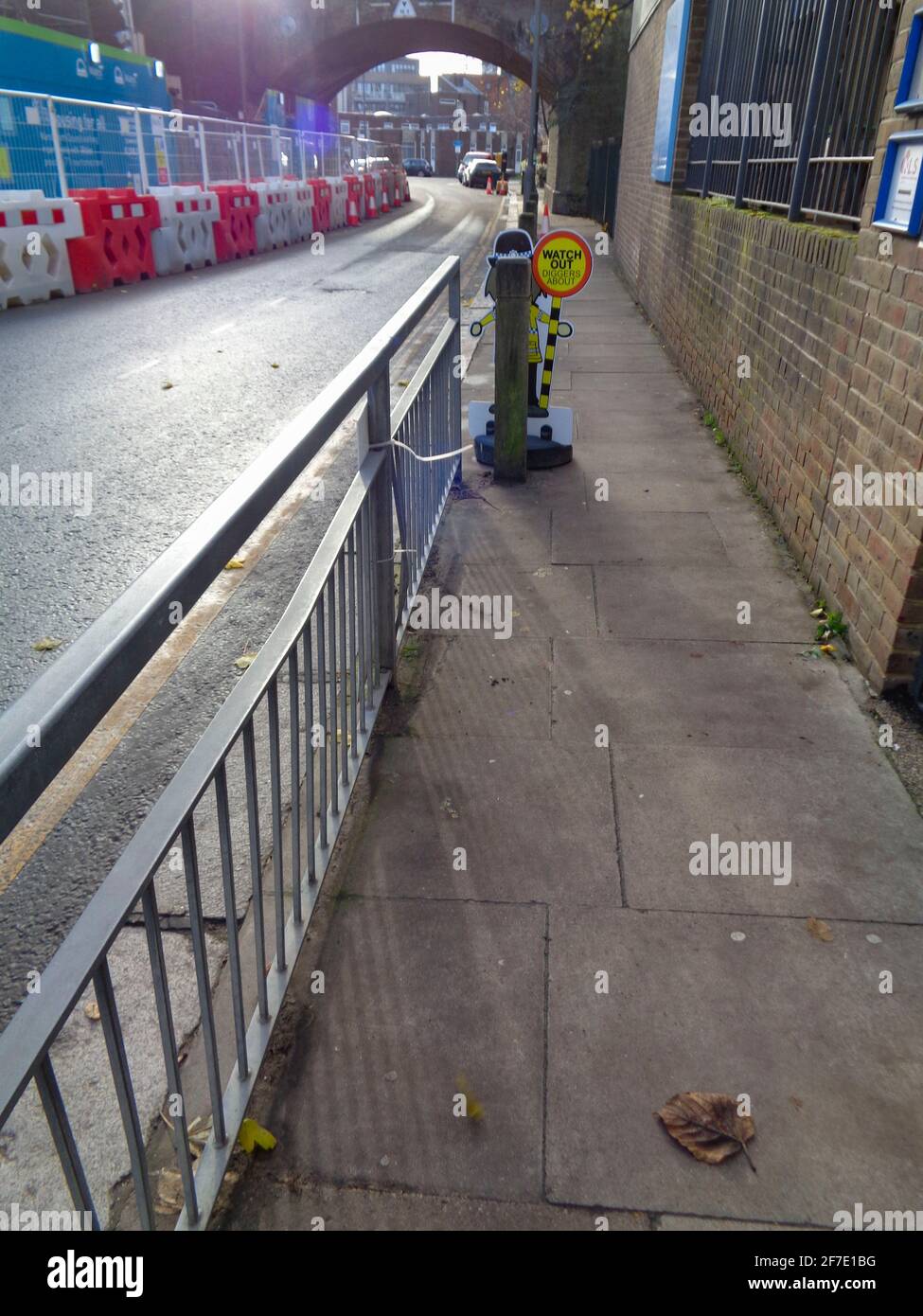 Colourful child friendly road safety street furniture Stock Photo - Alamy