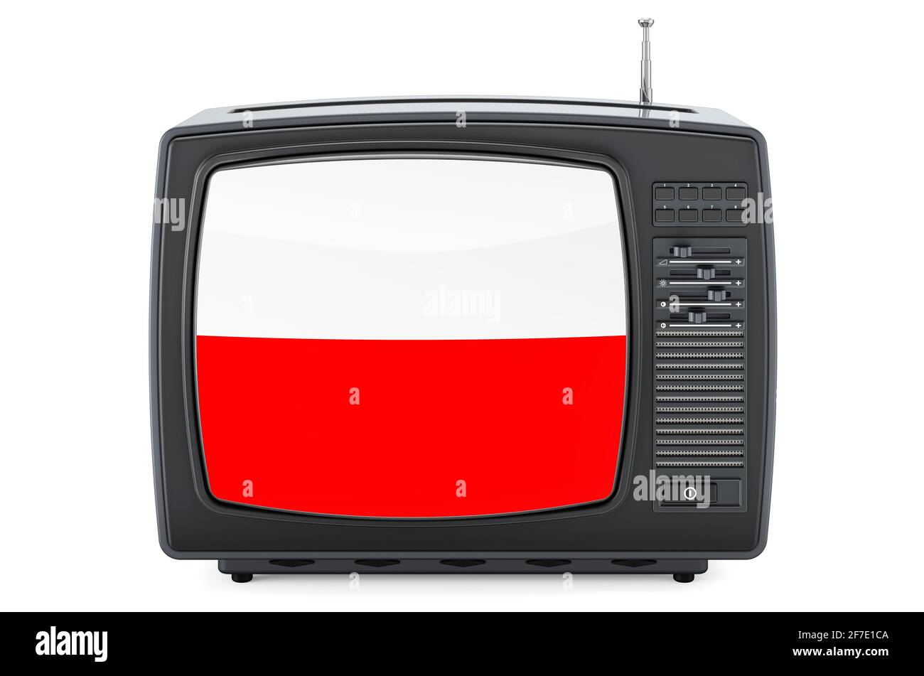 Polish Television concept. TV set with flag of Poland. 3D rendering ...