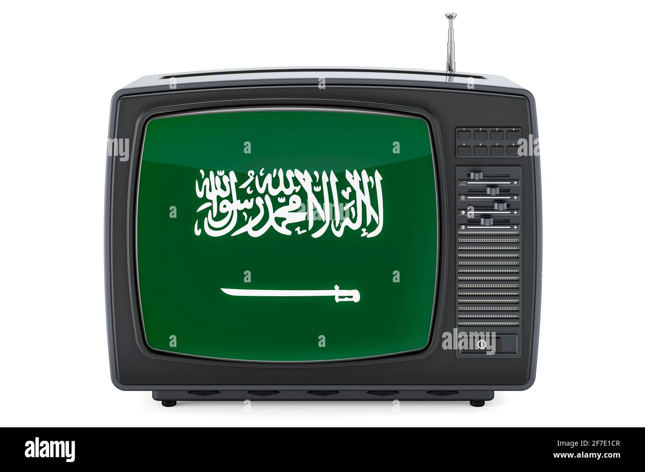 Saudi Arabian Television concept. TV set with flag of Saudi Arabia. 3D ...