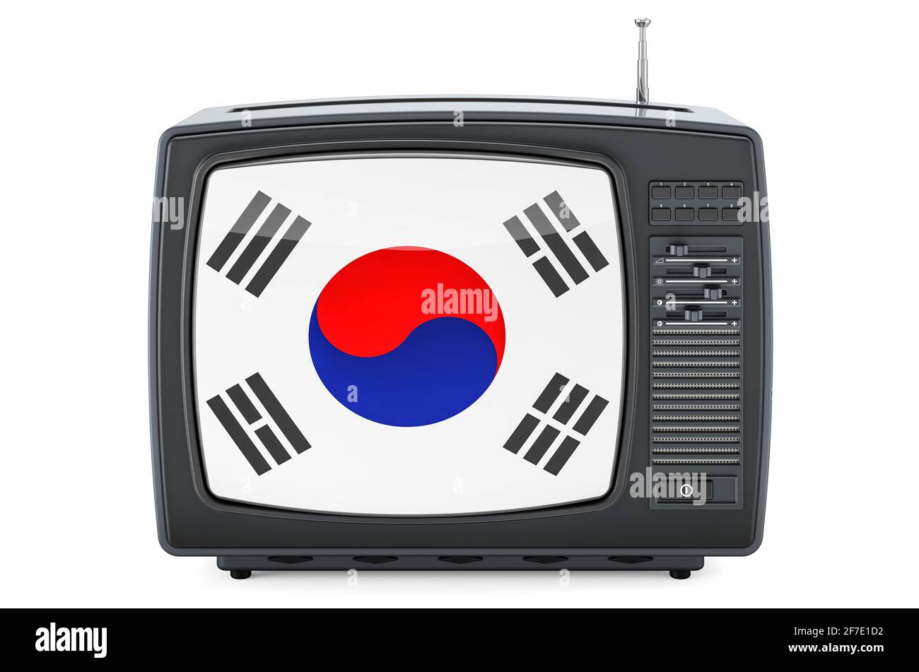 South Korean Television concept. TV set with flag of South Korea. 3D ...