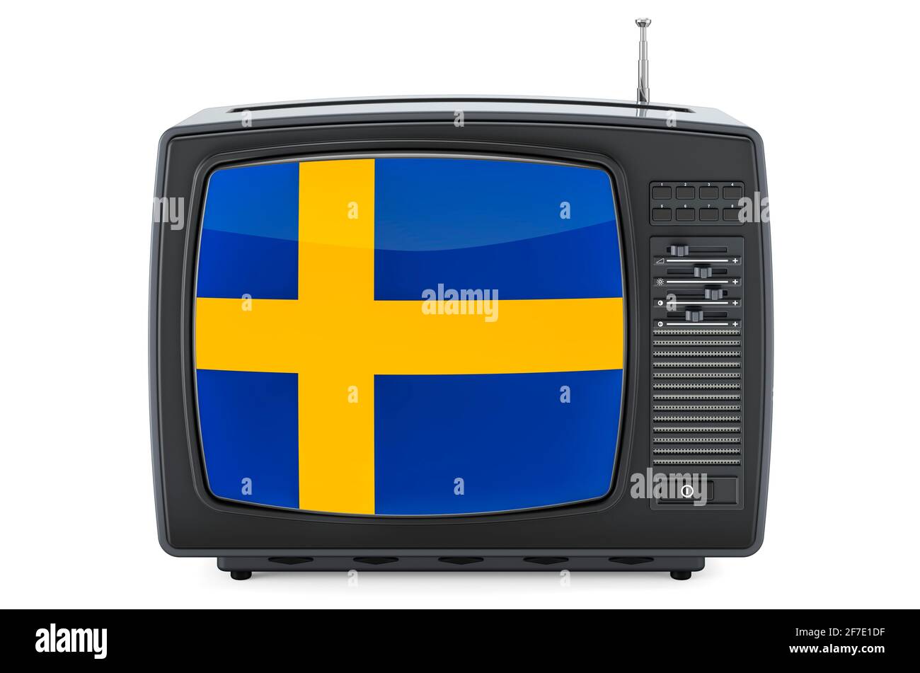 Swedish Television concept. TV set with flag of Sweden. 3D rendering ...