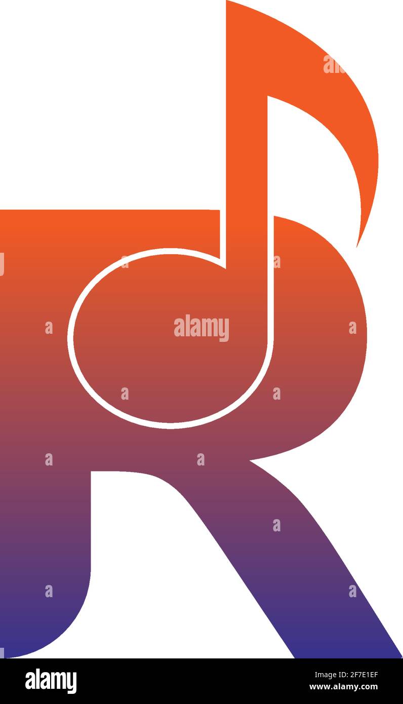 Letter R logo icon with musical note design symbol template vector ...