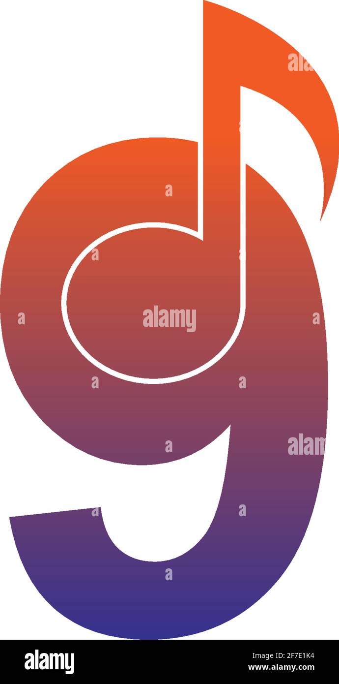 Number 9 logo icon with musical note design symbol template vector ...