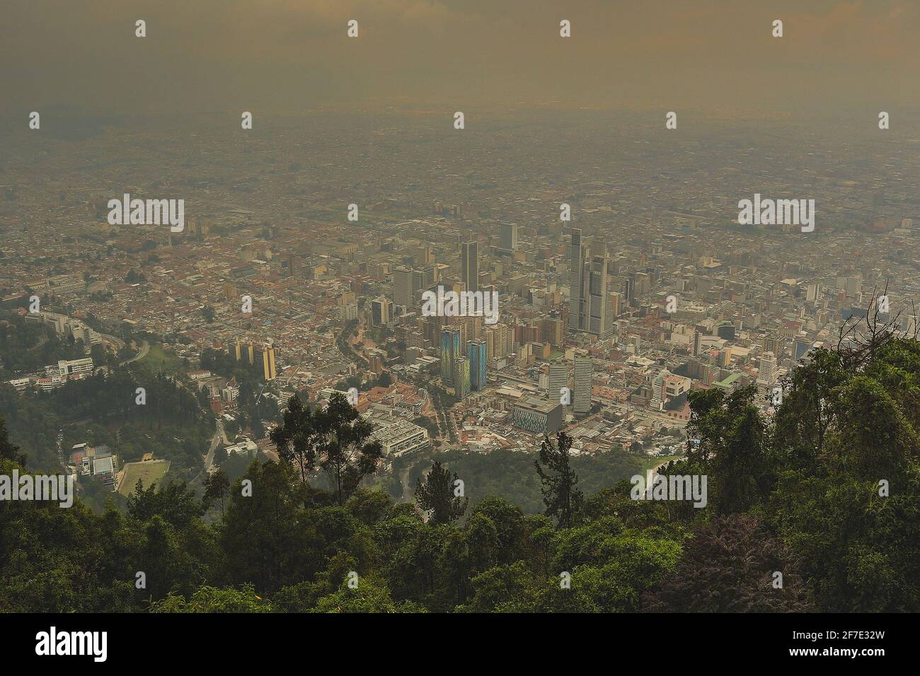 Panorama photo of Colombia capital Bogota, viewed from a high ...