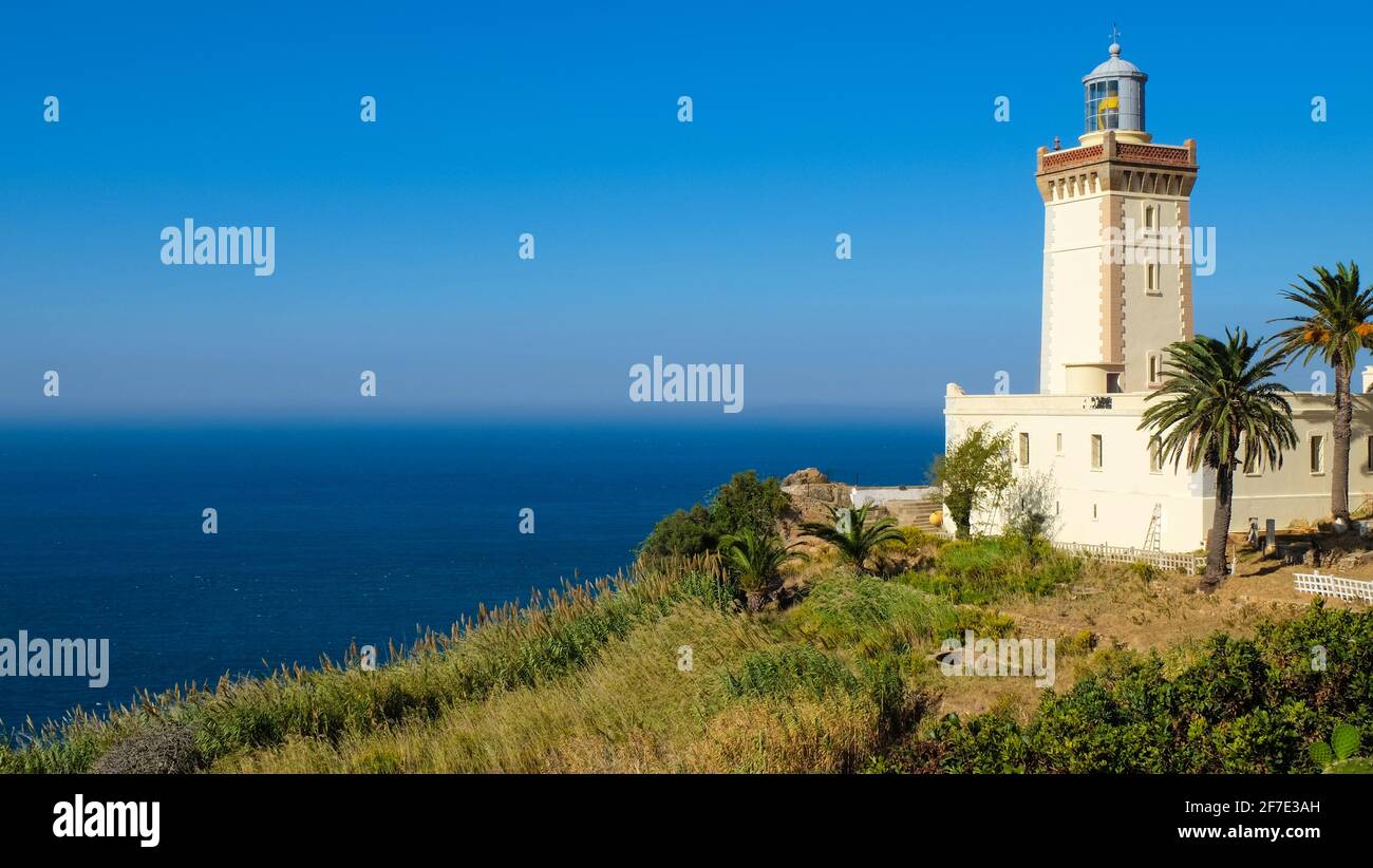 Cape Spartel Lighthouse, near Tangier, Morocco, overlooking the ...