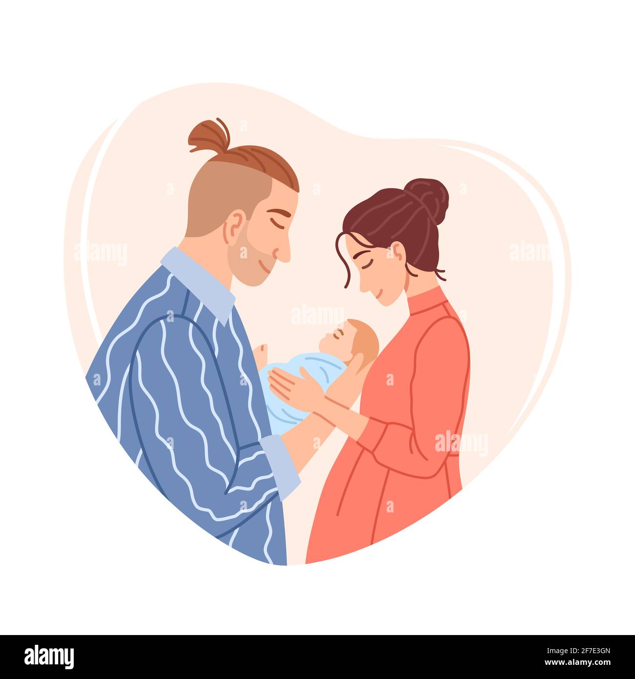 Happy family portrait on heart shaped background Stock Vector Image ...