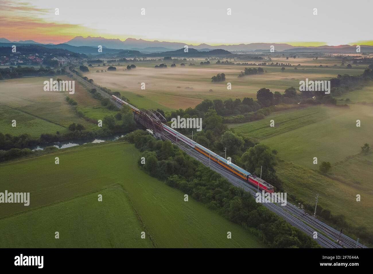 Electric express passenger train from Prague to Rijeka on its way over ...