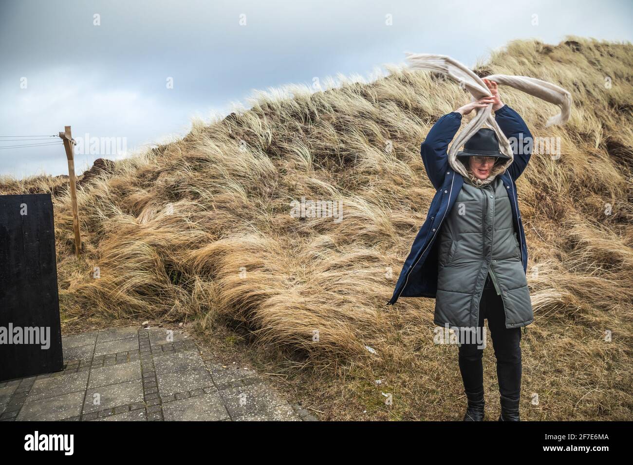 Scarf blowing in wind hi-res stock photography and images - Alamy