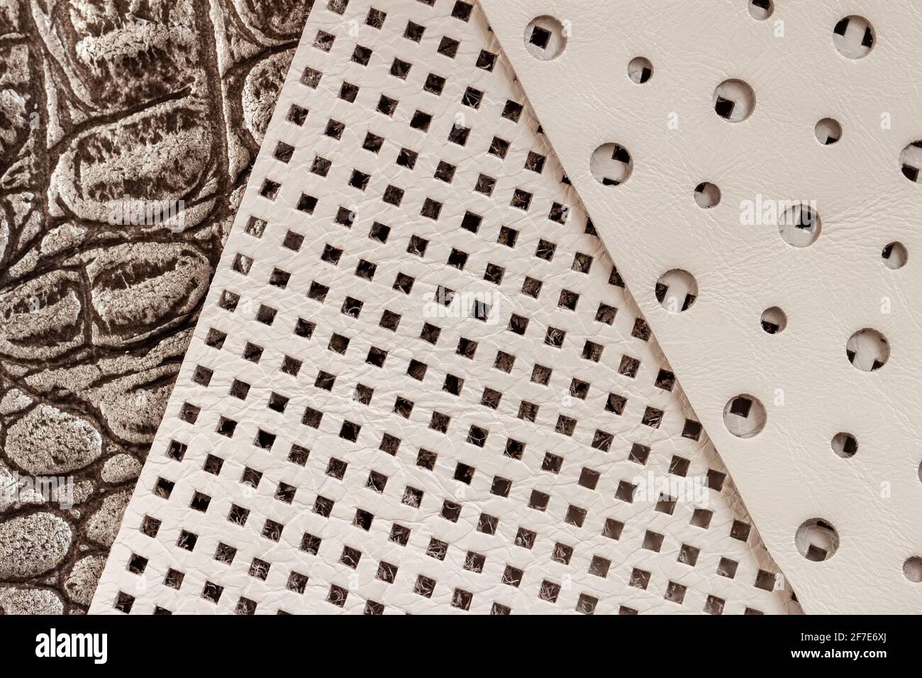 Leather samples of different type and quality for choice, different ...