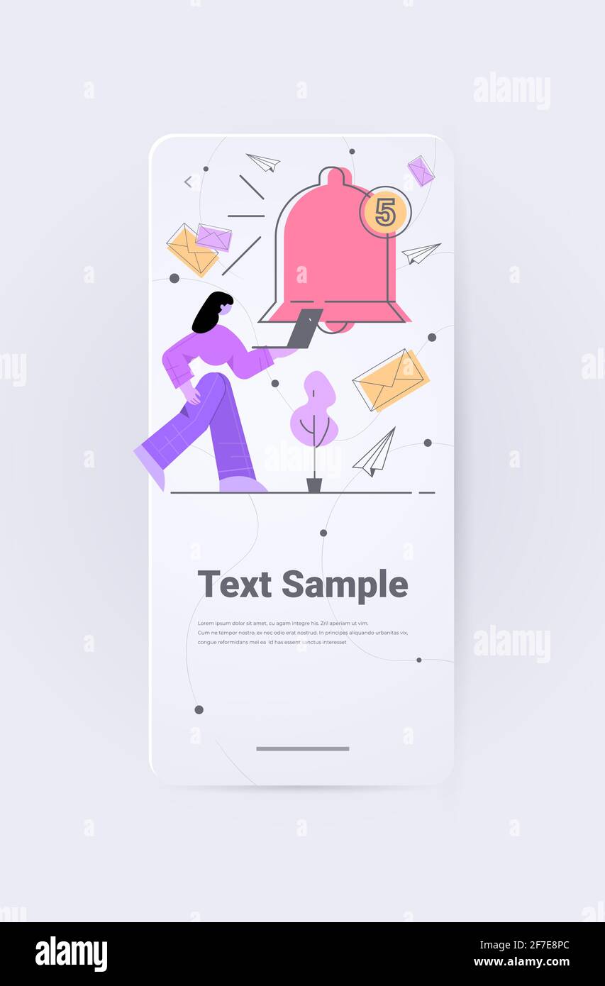 woman getting chat messages notification social media communication ...