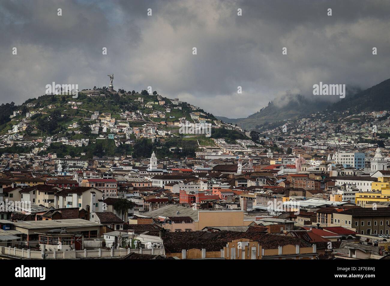 Panorama of the city of Quito in Ecuador. Looking towards the southern ...