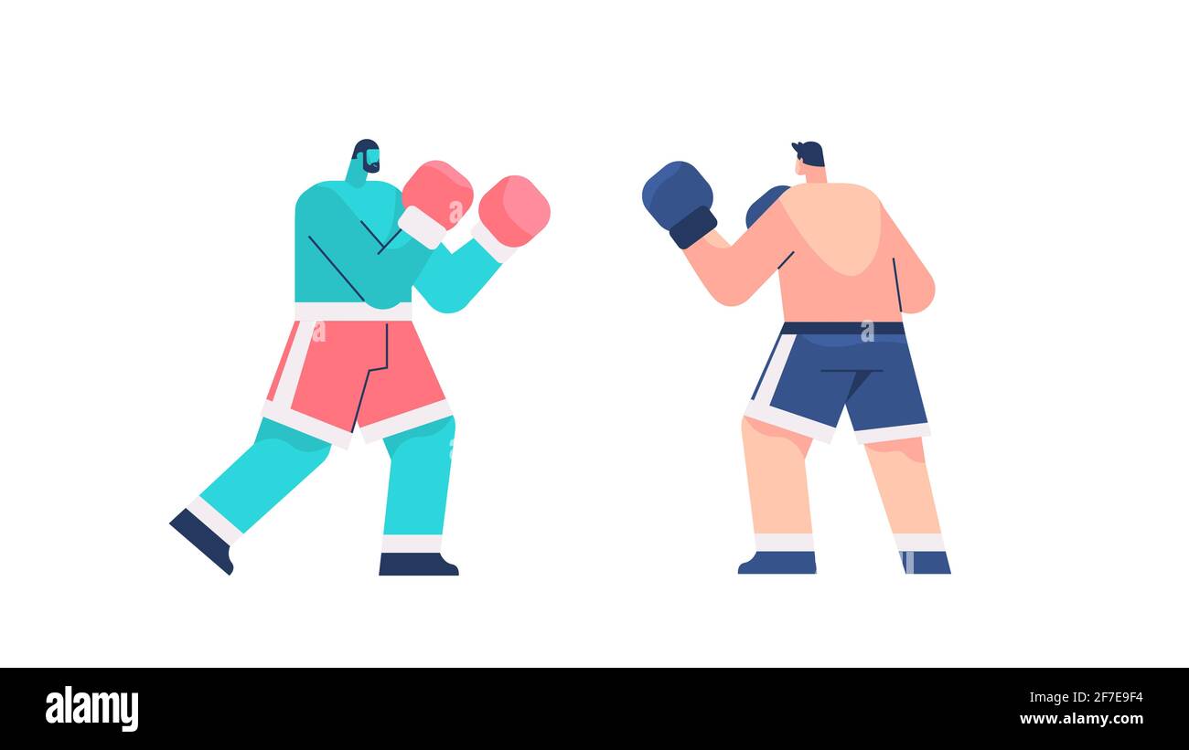 two professional boxers fighting on arena sportsmen boxing healthy ...