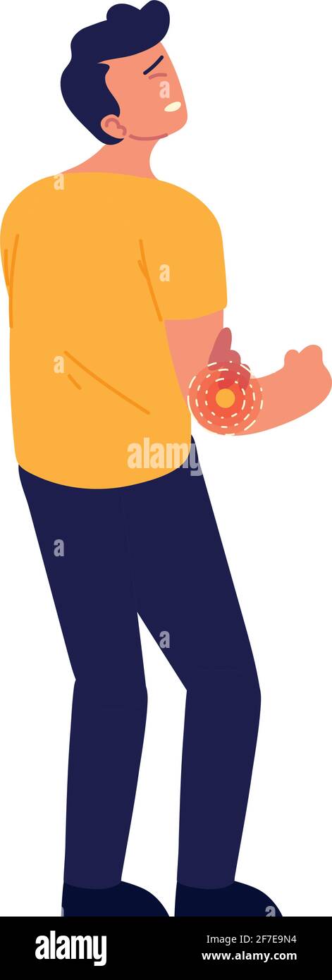 Man with painful elbow Stock Vector Images - Alamy