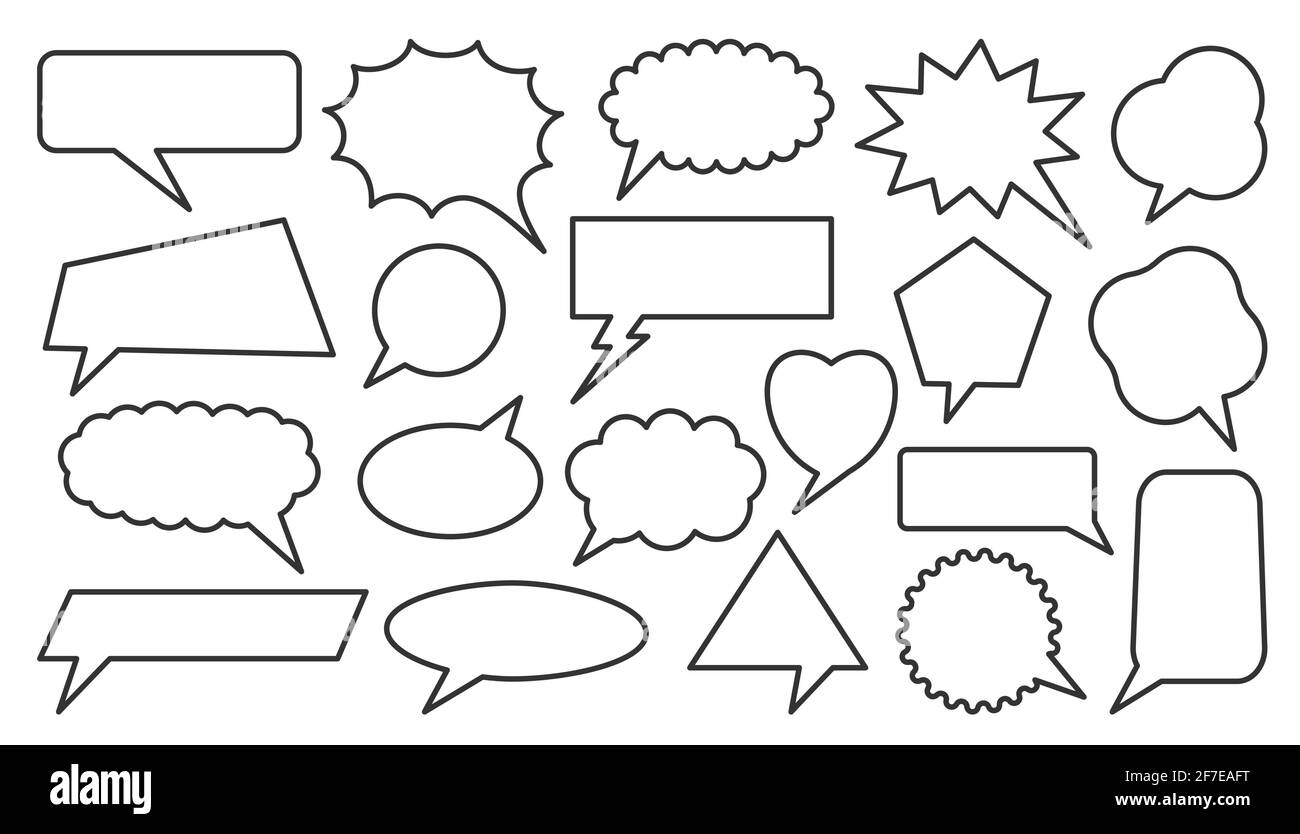 Retro black line empty speech bubbles set. Vintage style chat message ...