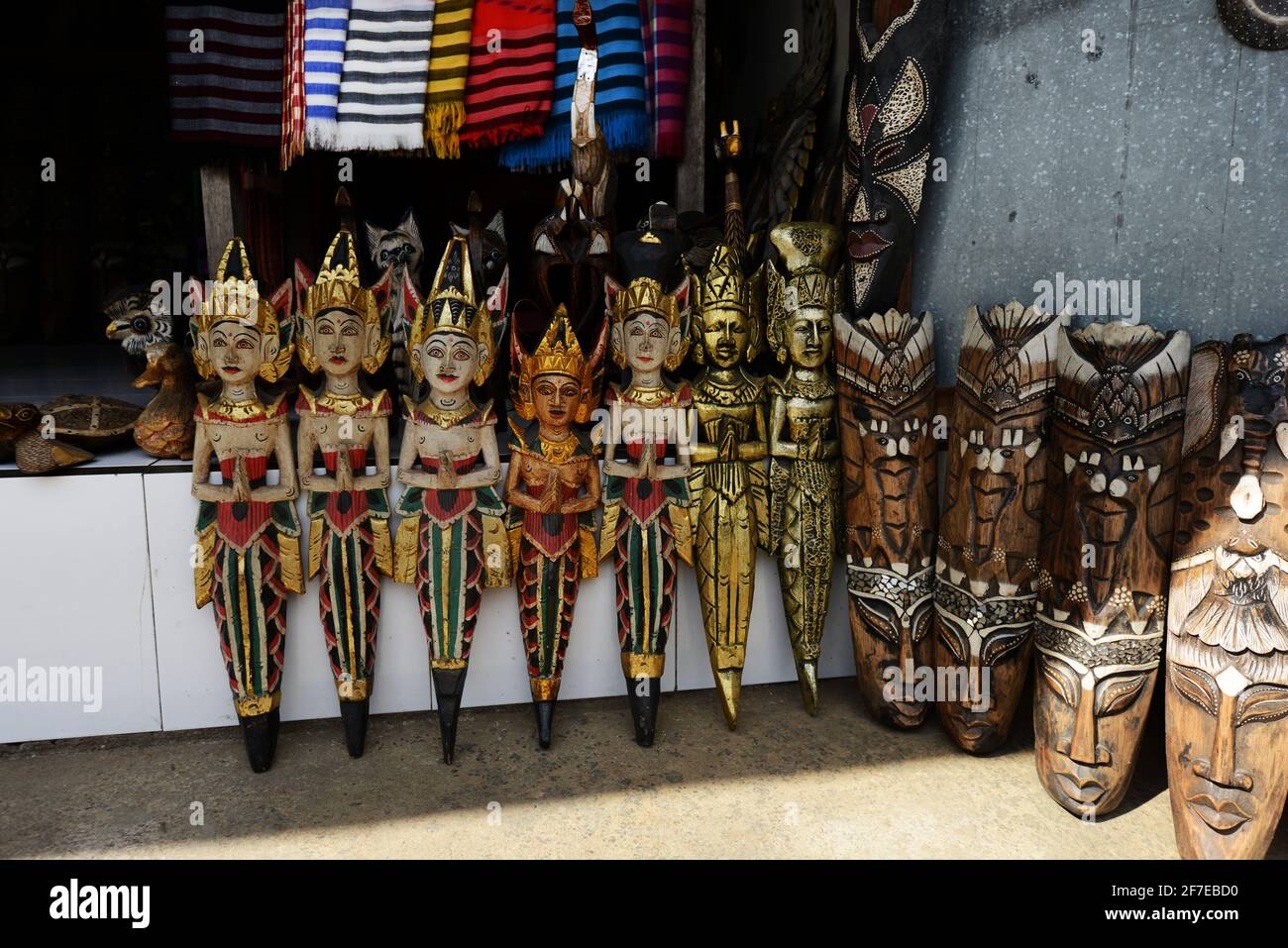 Traditional Balinese masks sold as souvenirs in Ubud, Bali, Indonesia ...