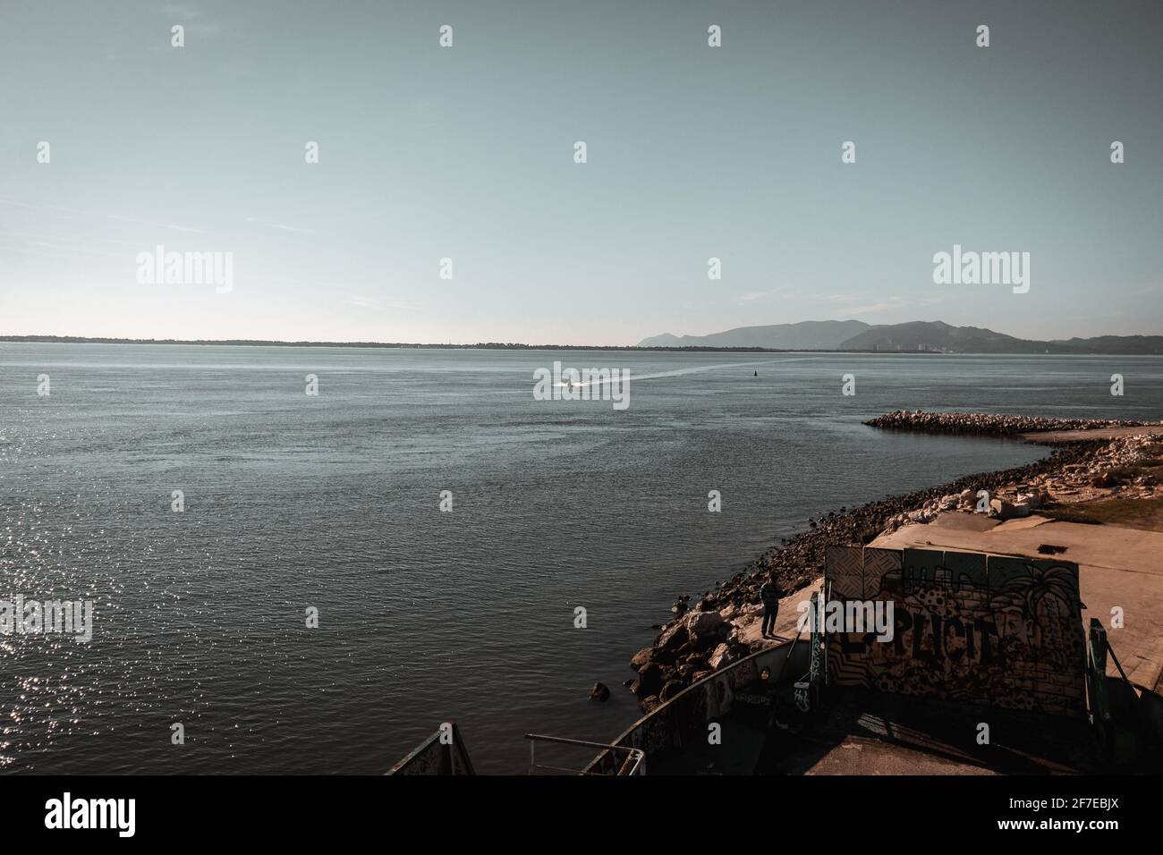Aerial Landscape Of Sea With Sand Beach Mountains And Island At The ...