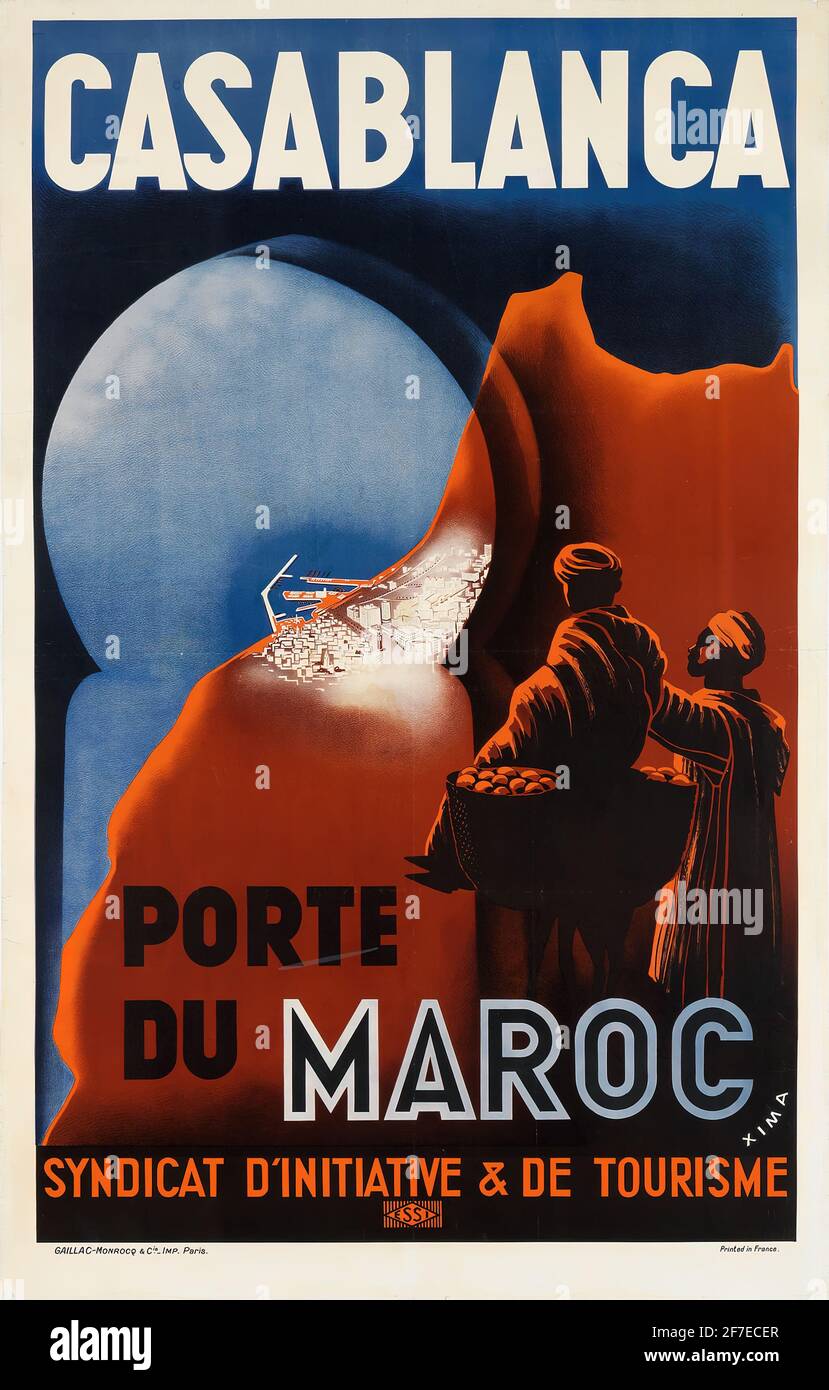 A vintage travel poster for Casablanca in Morocco Stock Photo - Alamy