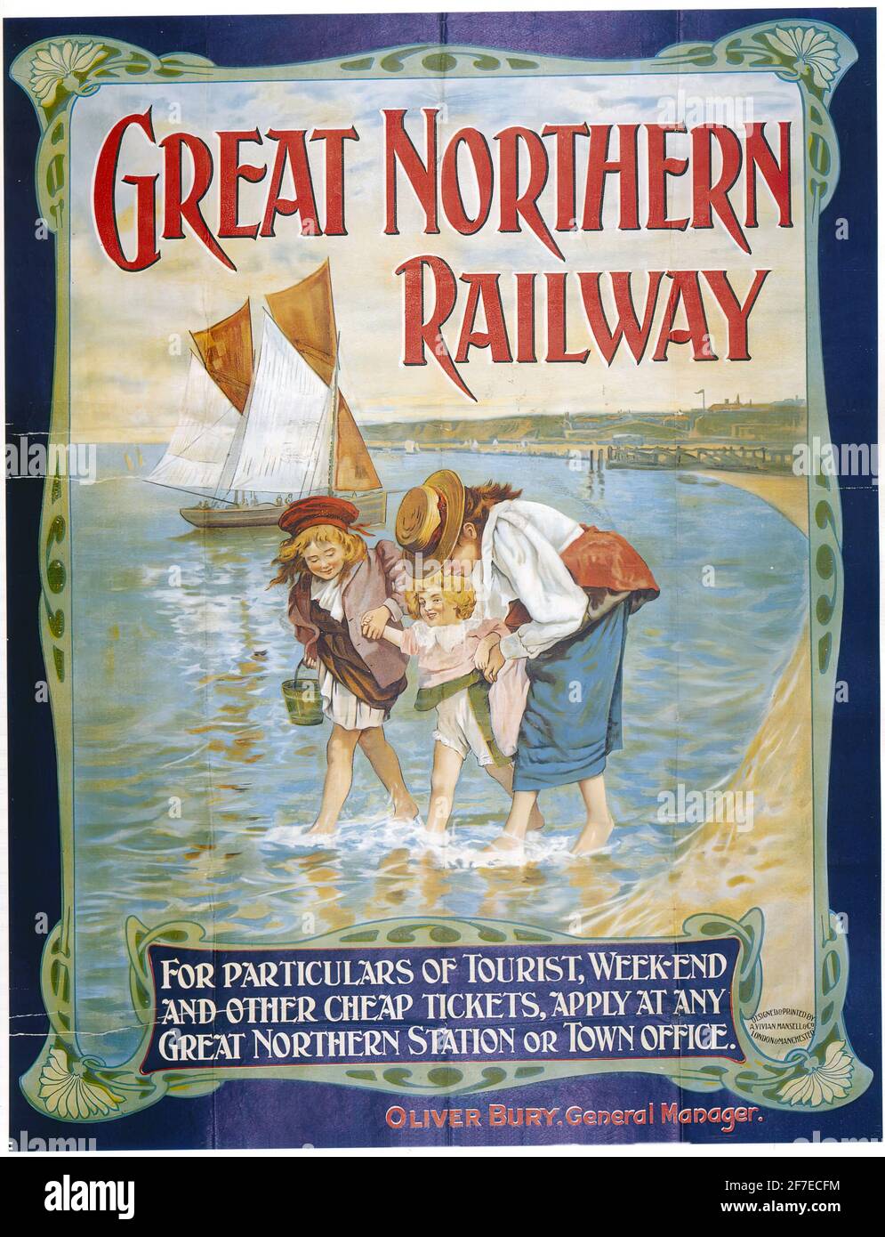 A vintage travel poster for the Great Northern Railway Stock Photo - Alamy