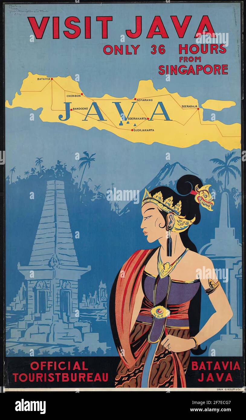 A vintage travel poster for Java, Indonesia Stock Photo - Alamy