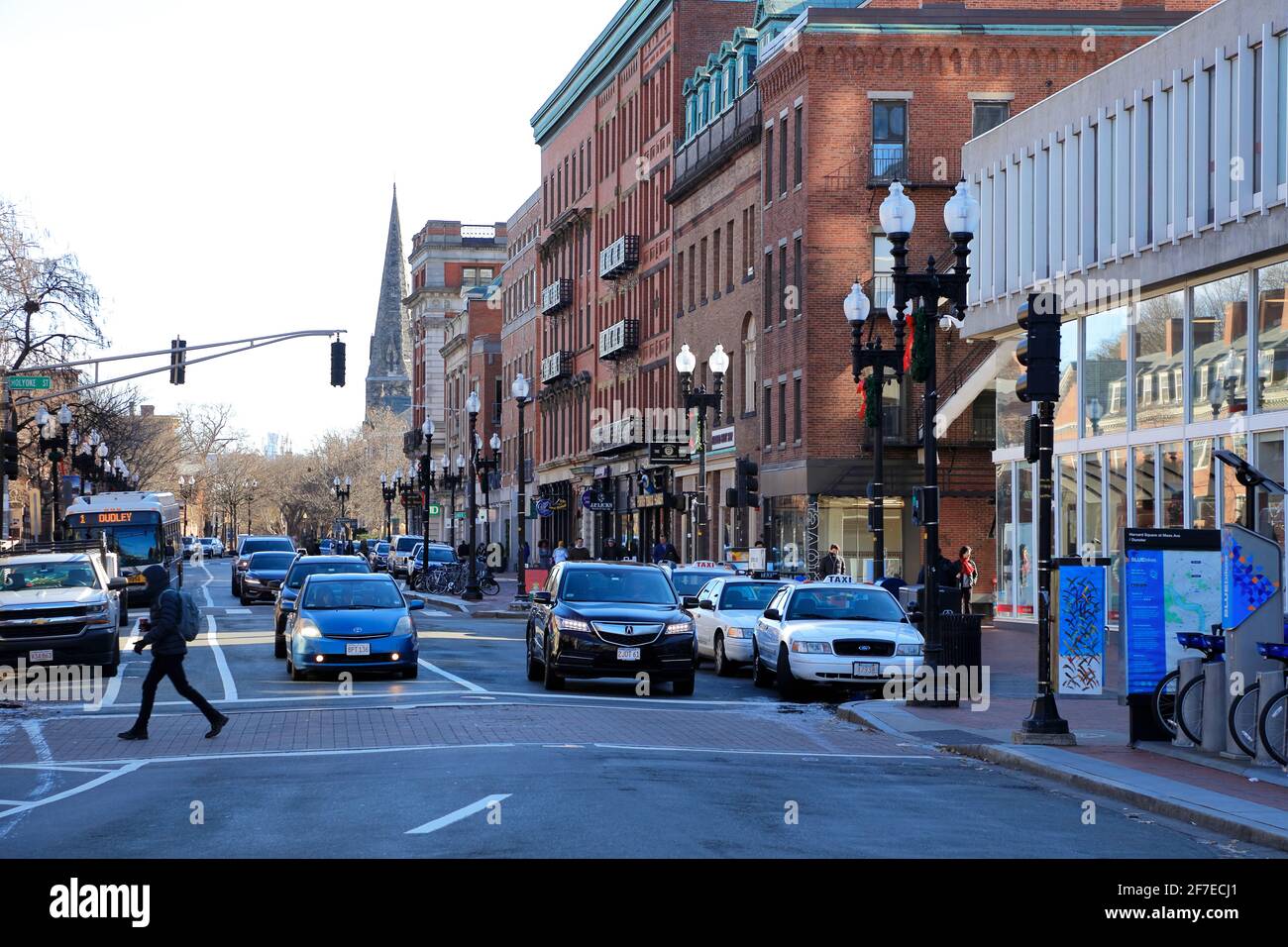 Street view of Harvard Square.Cambridge.Massachusetts.USA Stock Photo ...
