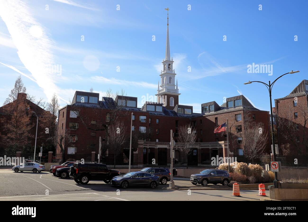The bell tower of the Memorial Church of Harvard University in Harvard ...