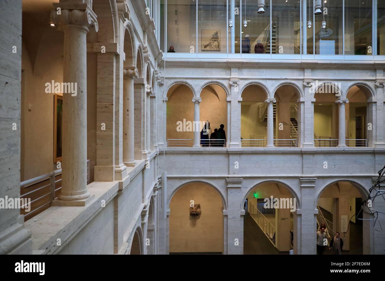 Interior view of the atrium of Fogg Museum.Harvard Art Museum.Cambridge ...