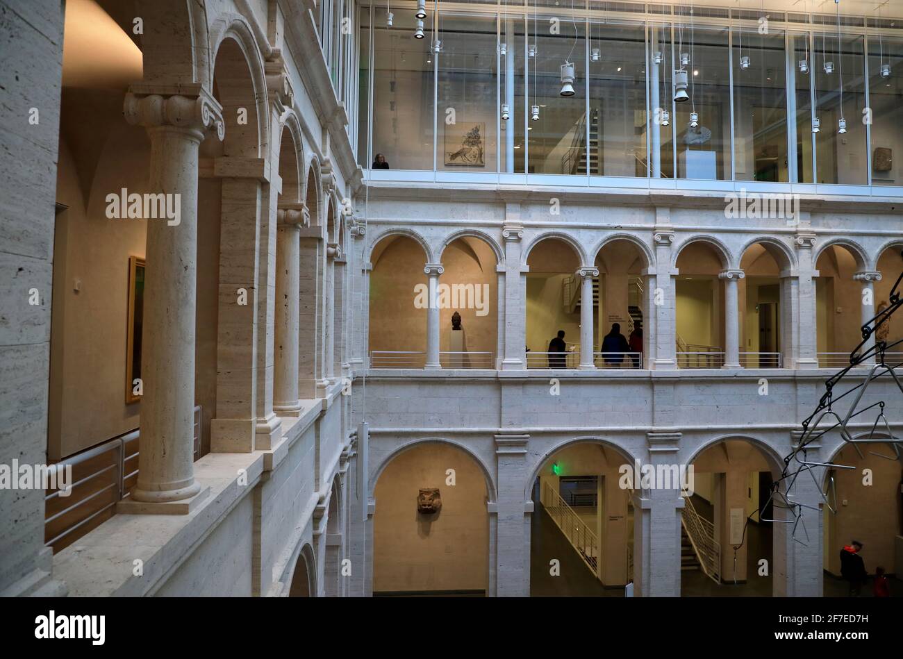 Interior view of the atrium of Fogg Museum.Harvard Art Museum.Cambridge ...