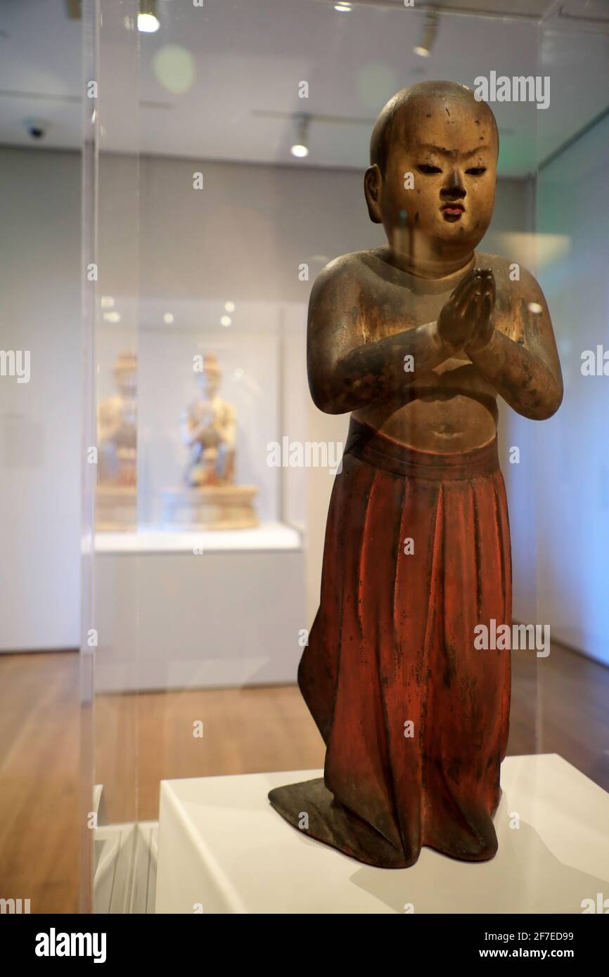 Wooden statue of Prince Shotoku at Age Two from Japanese Kamakura ...