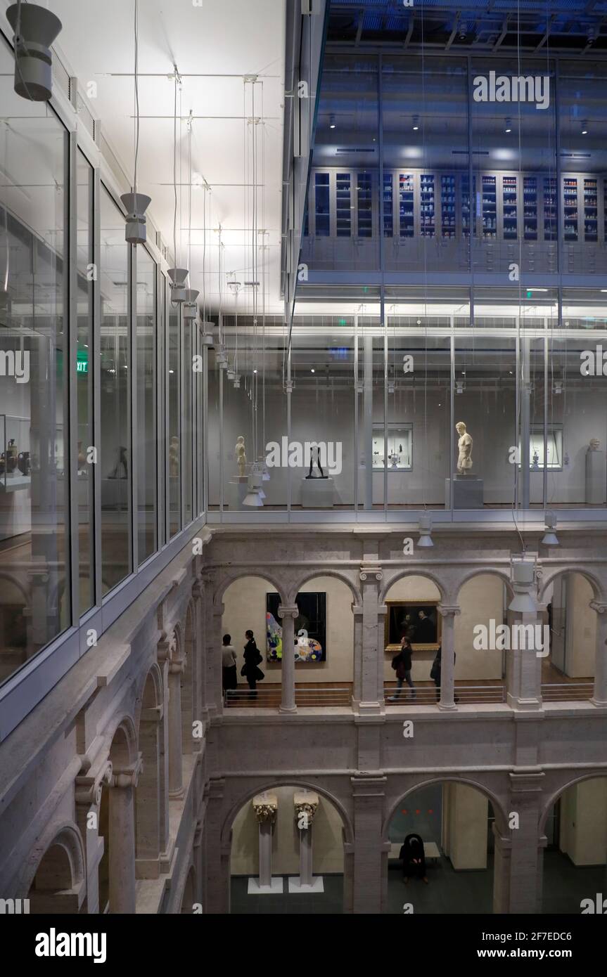 Interior view of the atrium of Fogg Museum.Harvard Art Museum.Cambridge ...