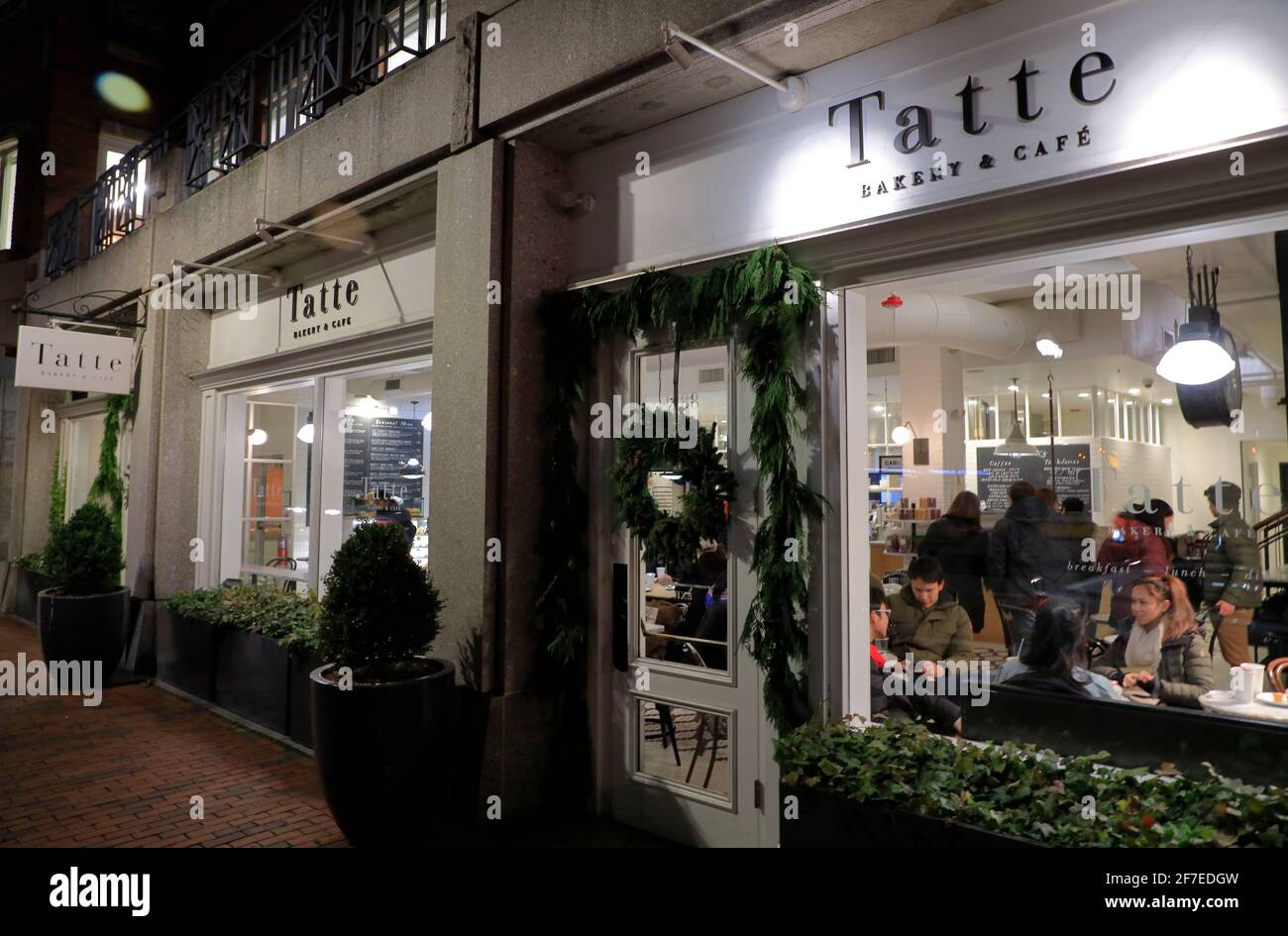 Night view of Tatte Bakery & Cafe in Harvard Square.Massachusetts.USA ...
