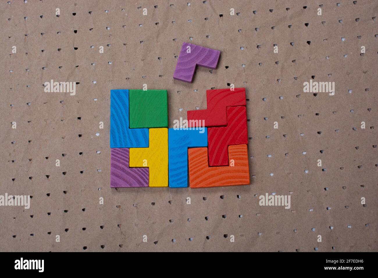 Concept of creative logical thinking. Different colorful wooden blocks ...