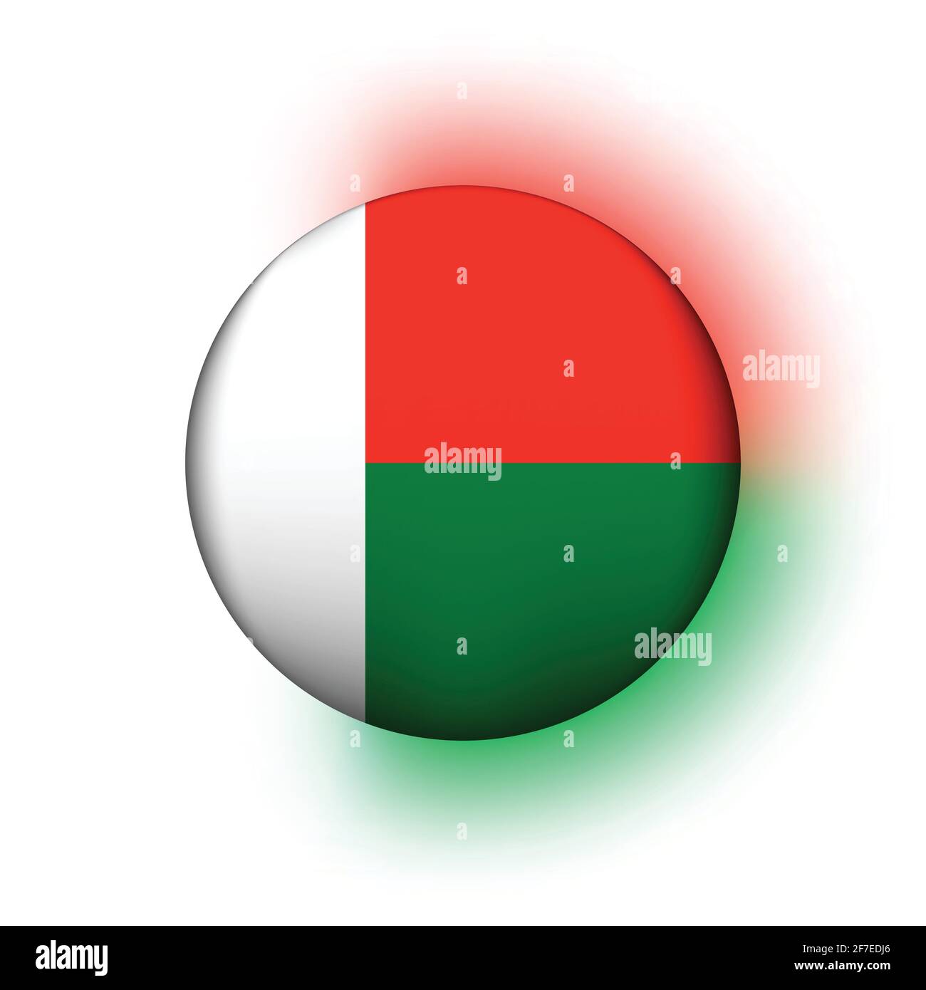 Glass light ball with flag of Madagascar. Round sphere, template icon ...