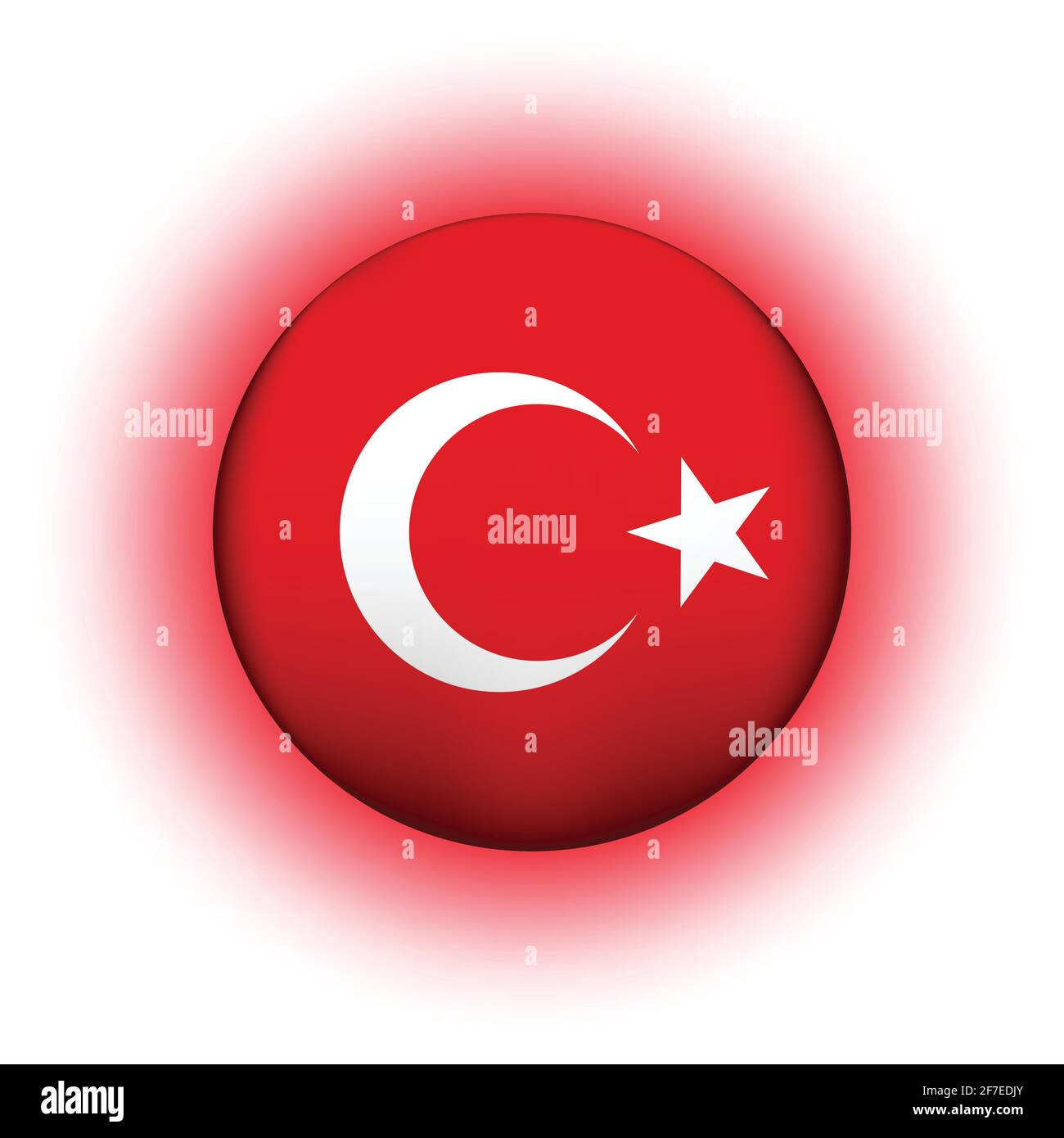 Glass light ball with flag of Turkey. Round sphere, template icon ...