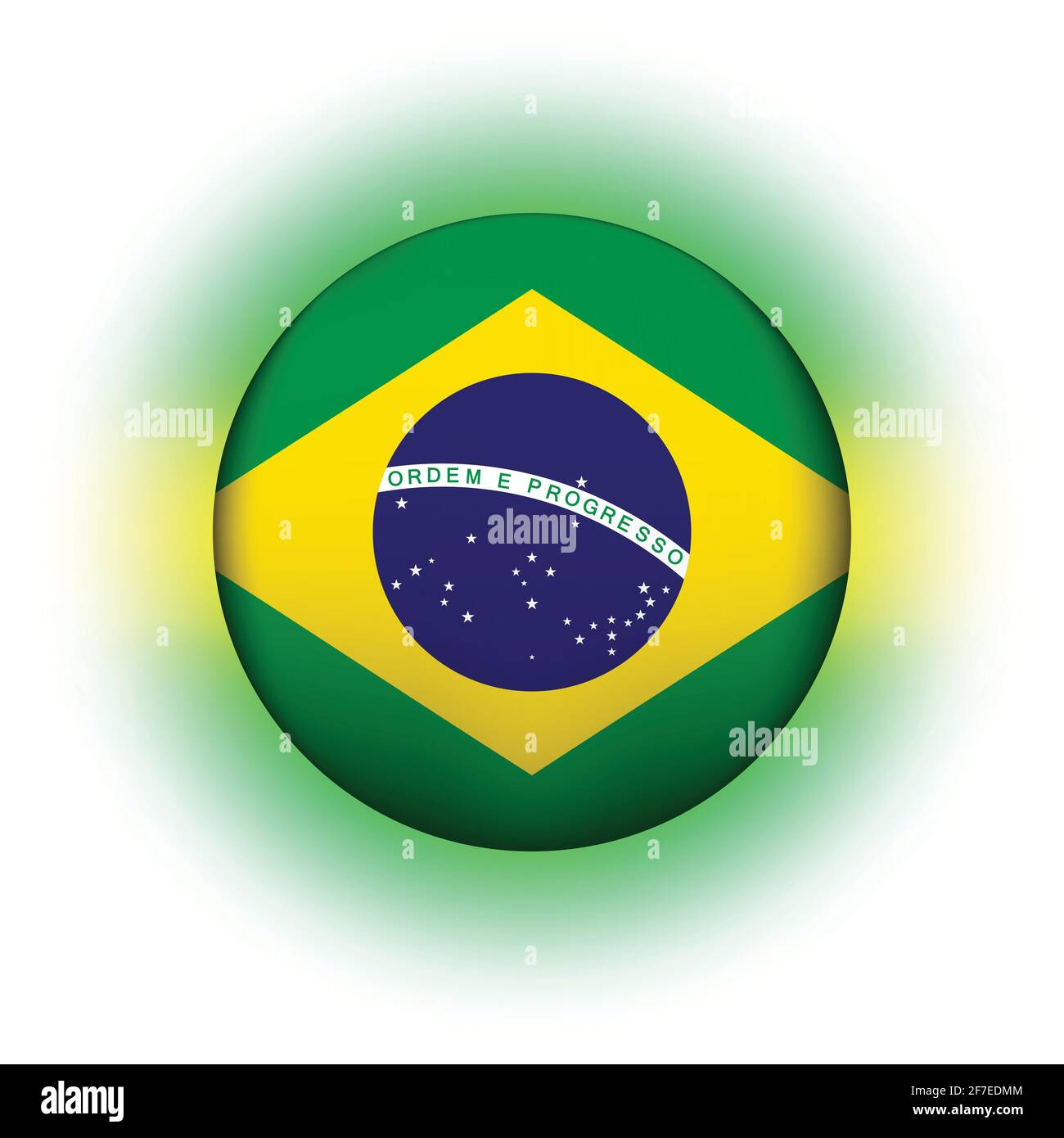 Glass light ball with flag of Brazil. Round sphere, template icon ...