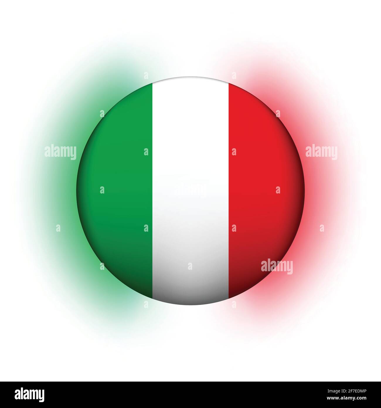 Glass light ball with flag of Italy. Round sphere, template icon ...