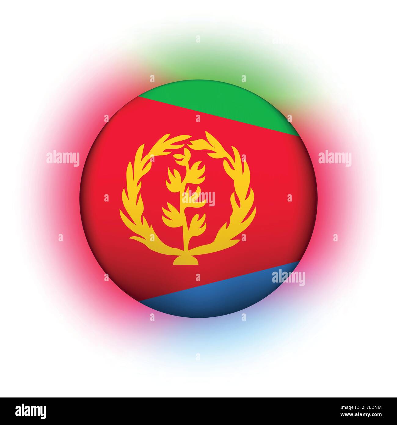 Glass light ball with flag of Eritrea. Round sphere, template icon. Eritrean national symbol ...