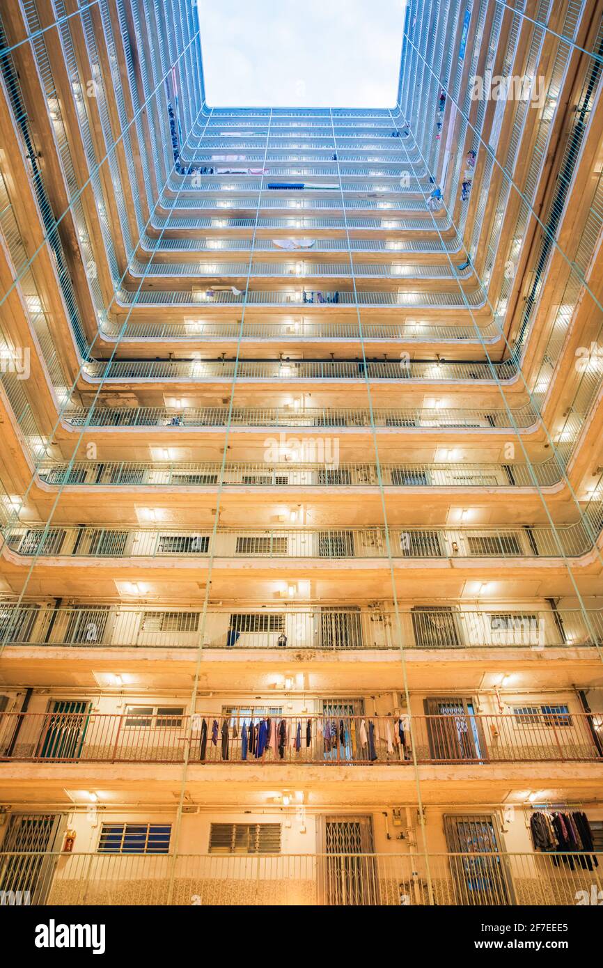 Abstract view of public housing estate in Hong Kong. geometric ...